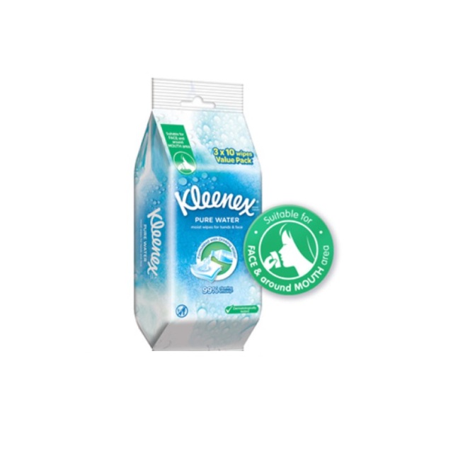 Kleenex Pure Water Hand And Face Moist Wipes 3X10S | Shopee Singapore