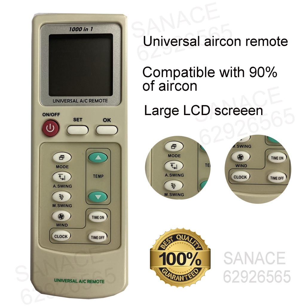 Universal aircon remote controller, easy setting, compatible with 90% ...