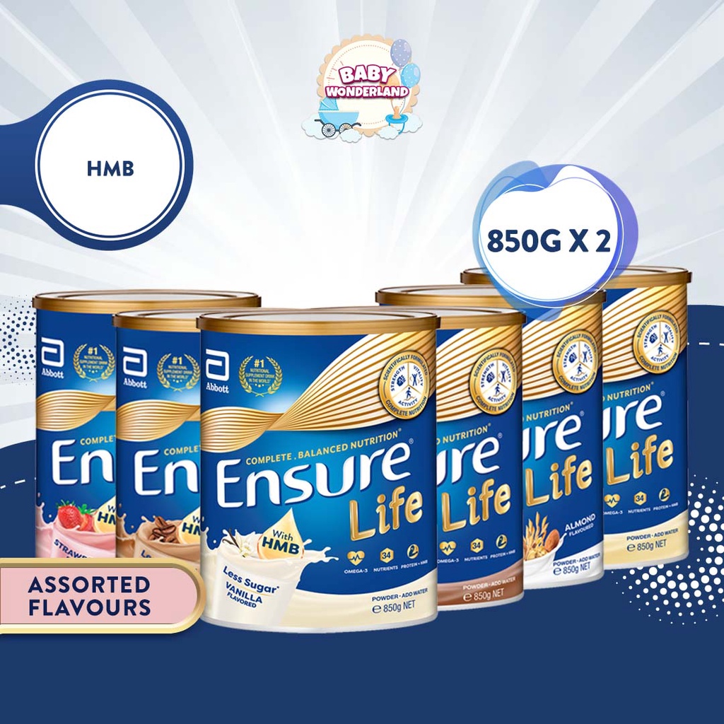 [Bundle of 2] Abbott Ensure Life With HMB Adult Nutrition 850g - Assorted Flavours | Shopee ...
