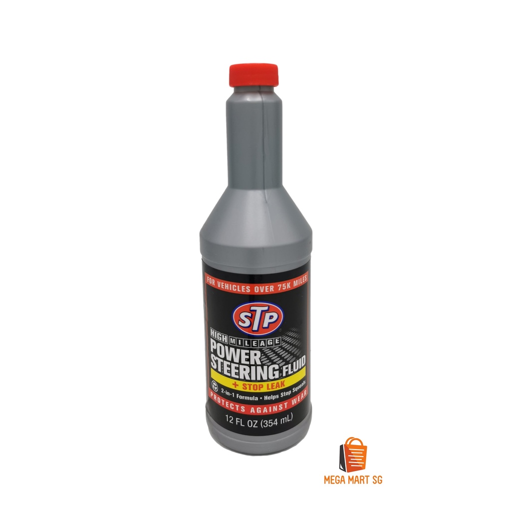STP High Mileage Power Steering Fluid + Stop Leak 12 Fl Oz (354ml ...