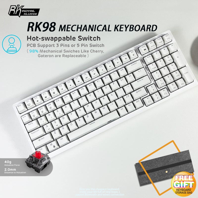 Royal Kludge RK98 RGB Mechanical Keyboard Wired Type-C/wireless ...
