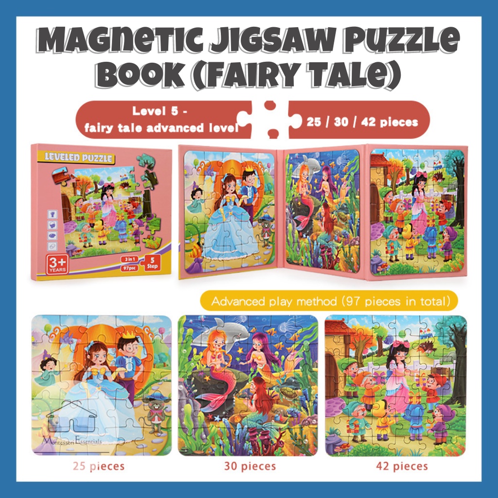 [L5 - Fairy Tale] Magnetic Jigsaw Puzzles Foldable Book Montessori ...