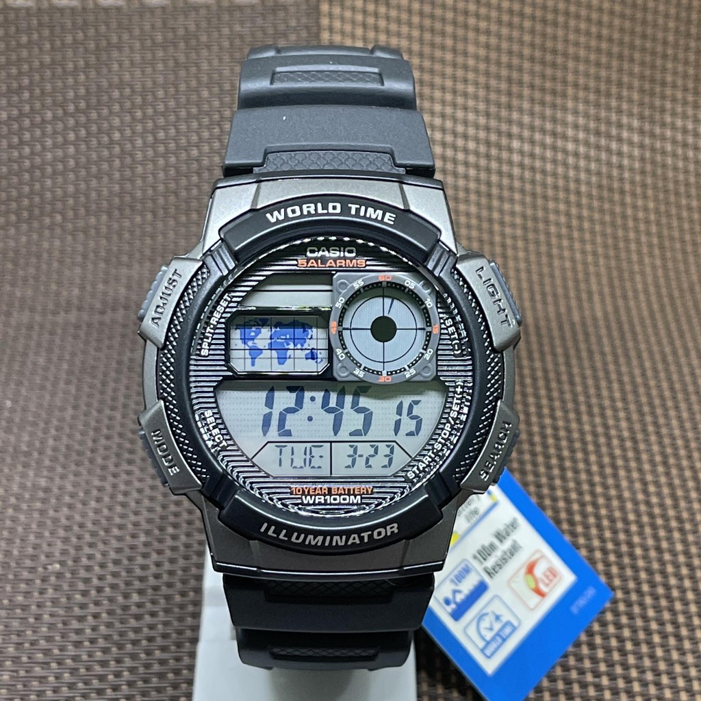 [Original] Casio AE-1000W-1B Sports Men Black Resin Strap Digital Watch ...