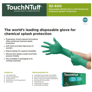 ANSELL Touch N Tuff 92-600 Disposable Nitrile Glove, 100pcs/box ...