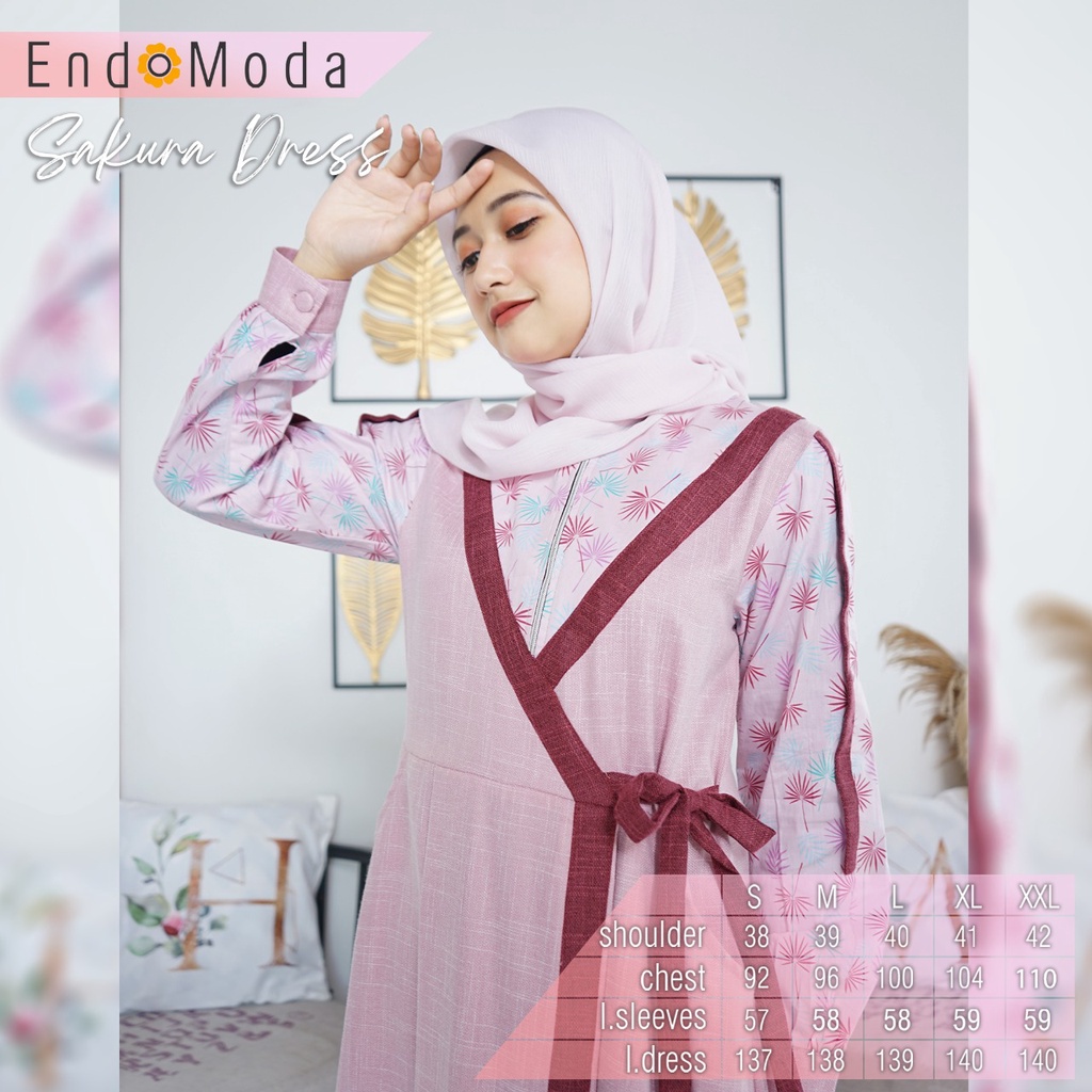 Sakura DRESS ENDOMODA NEW ARRIVAL 2022 - MUSLIMAH GAMIS | Shopee Singapore