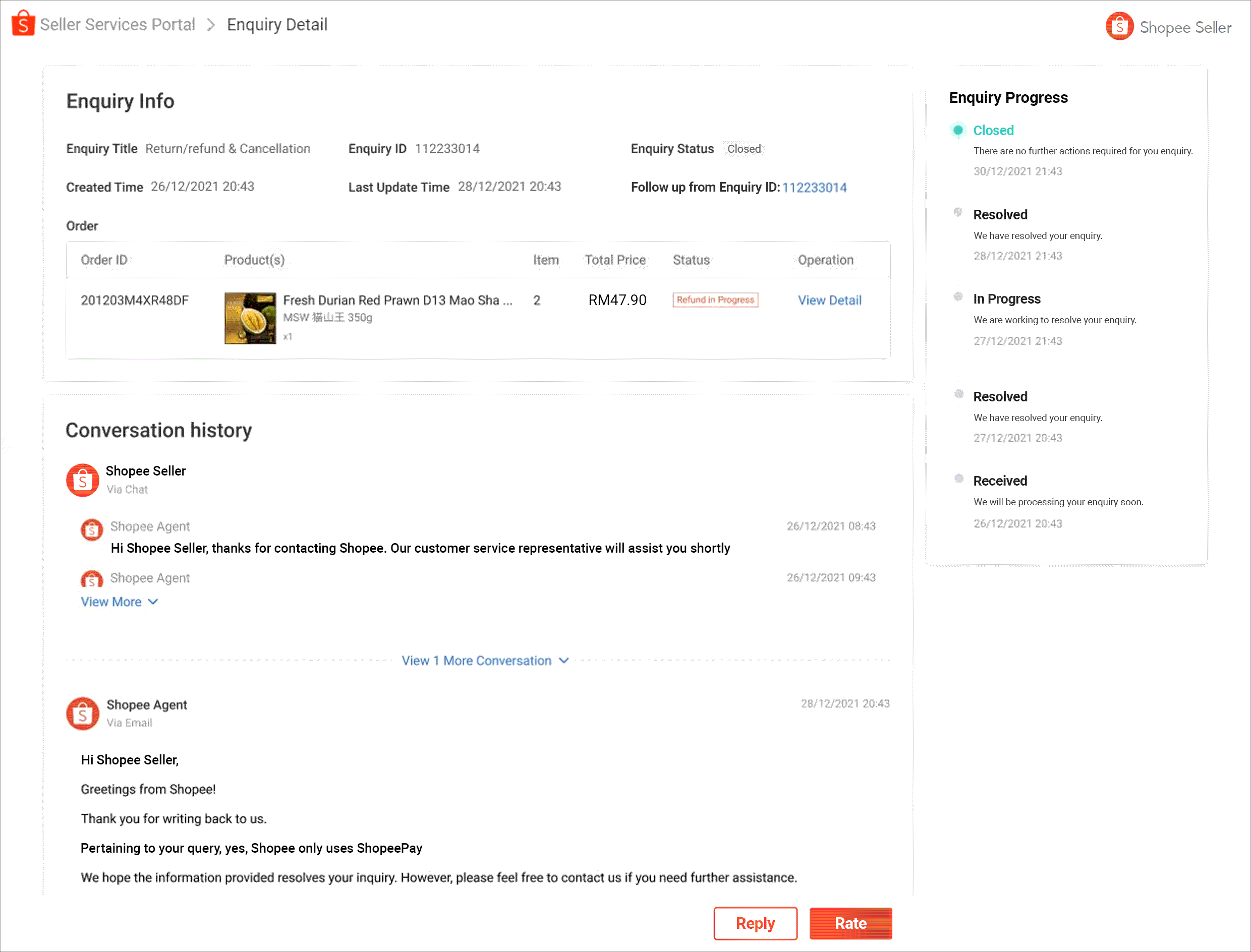 Services Portal enquiries | MY Seller Education [Shopee]