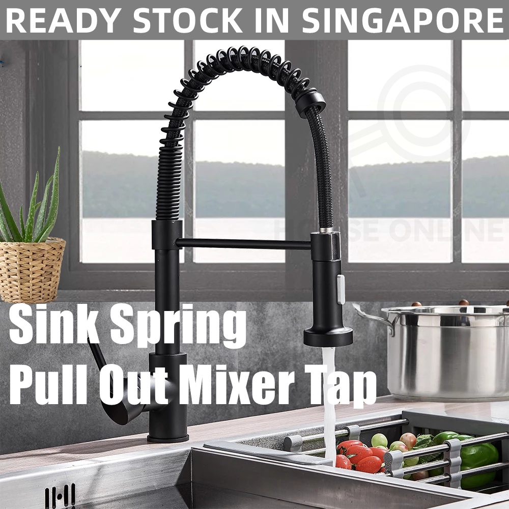 SG STOCK Kitchen Sink Spring Pull Out Mixer Tap 360 Degree Rotation ...