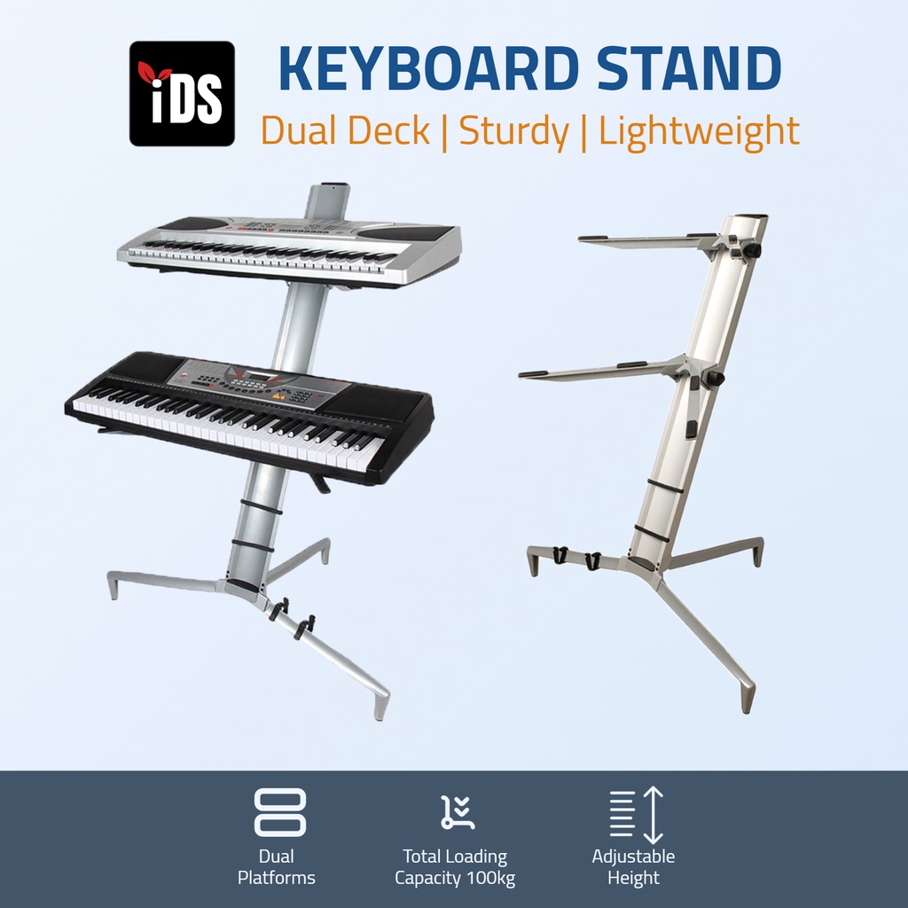 [iDS] Dual 2-Tier Keyboard Stand Aluminium Height & Depth Adjustment ...