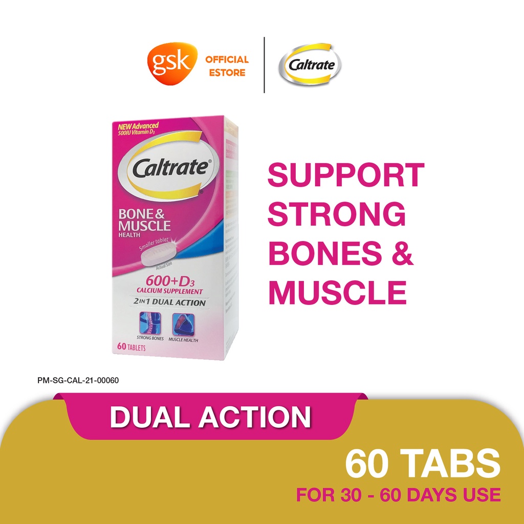CALTRATE Bone and Muscle Health Dual Action Calcium + Vitamin D, For ...