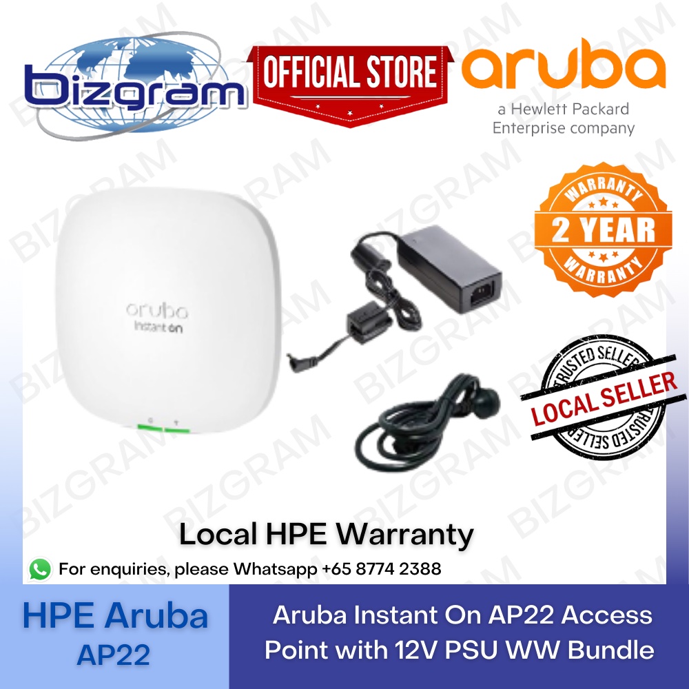HPE Aruba Instant On AP22 Access Point with 12V PSU WW Bundle - Local Singapore 2-Year warranty ...
