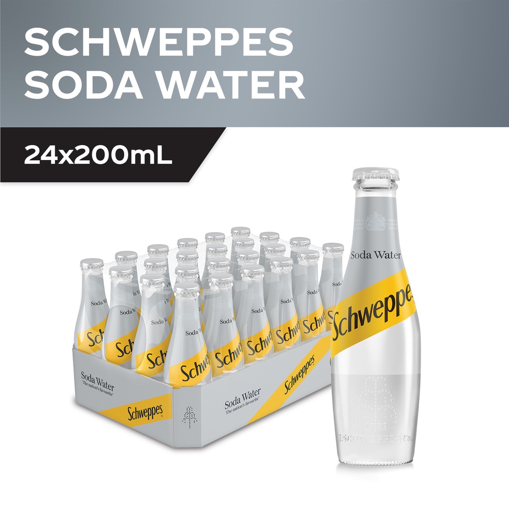 Schweppes Soda Water Glass Bottle Case (24 x 200Ml) | Shopee Singapore