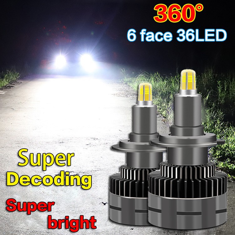 6 face LED Car Headlight 20000LM Auto LED Canbus 360 Degrees Lighting Headlight H4 H1 H7 H8 H9 ...