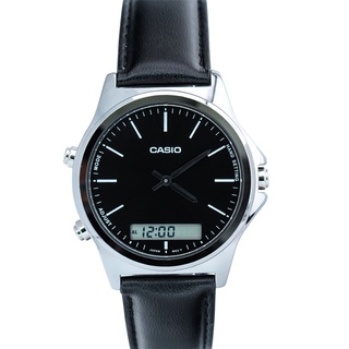 [Time Cruze] Casio MTP-VC01 Black Leather Strap Quartz Analog Digital ...