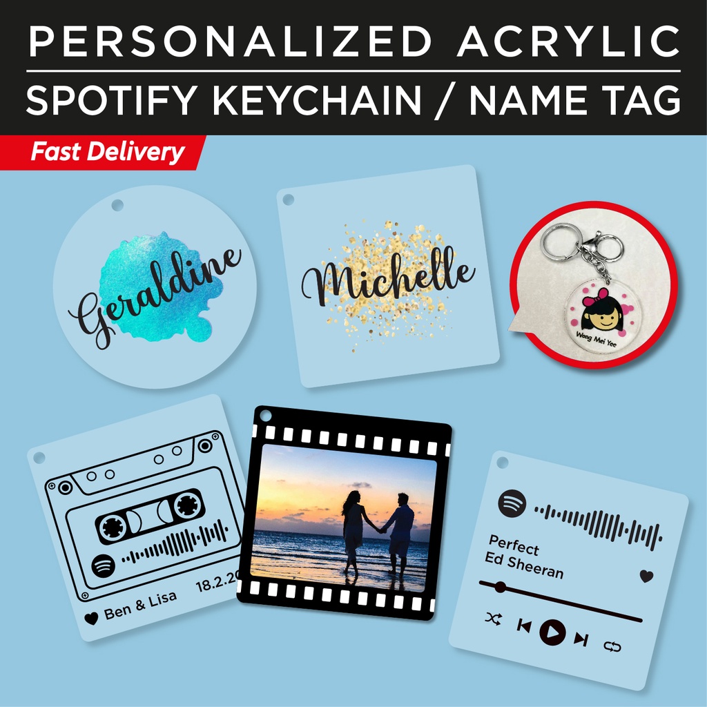 Personalised Acrylic keychains Name Tag | Shopee Singapore