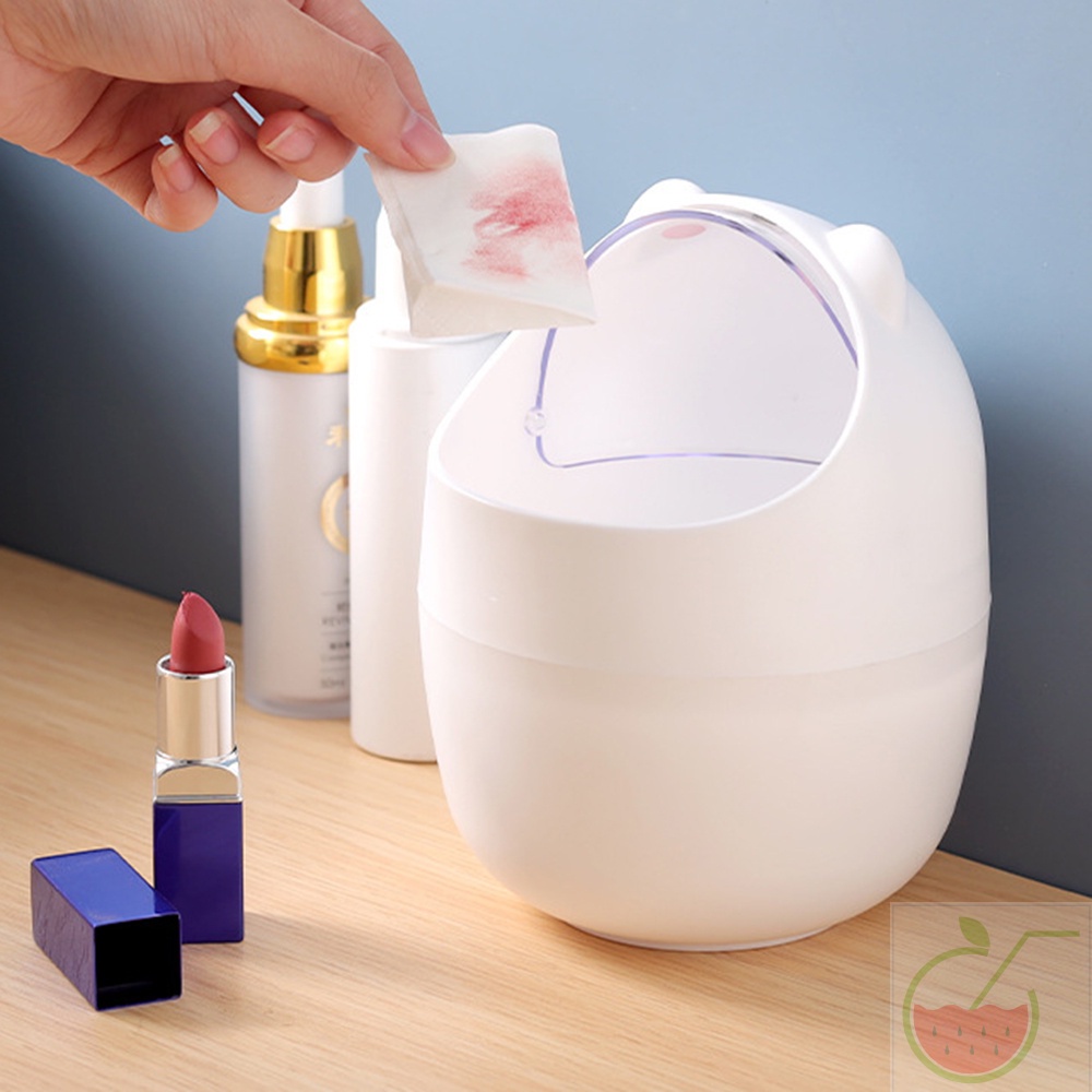 Mini Desktop Trash Can Plastic Table Dustbin Sundries Barrel Storage ...