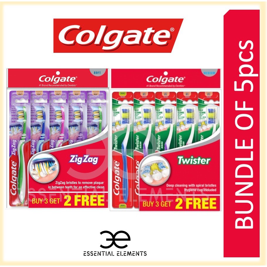 [Bundle of 5pcs] COLGATE Toothbrush Value Pack | Zig Zag | Twister ...