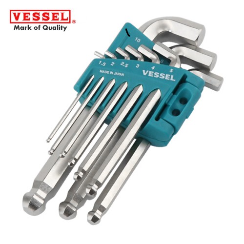 VESSEL No.8209BP-S 1.5mm-10mm Metric Short Arm Stubby Allen Key Set ...