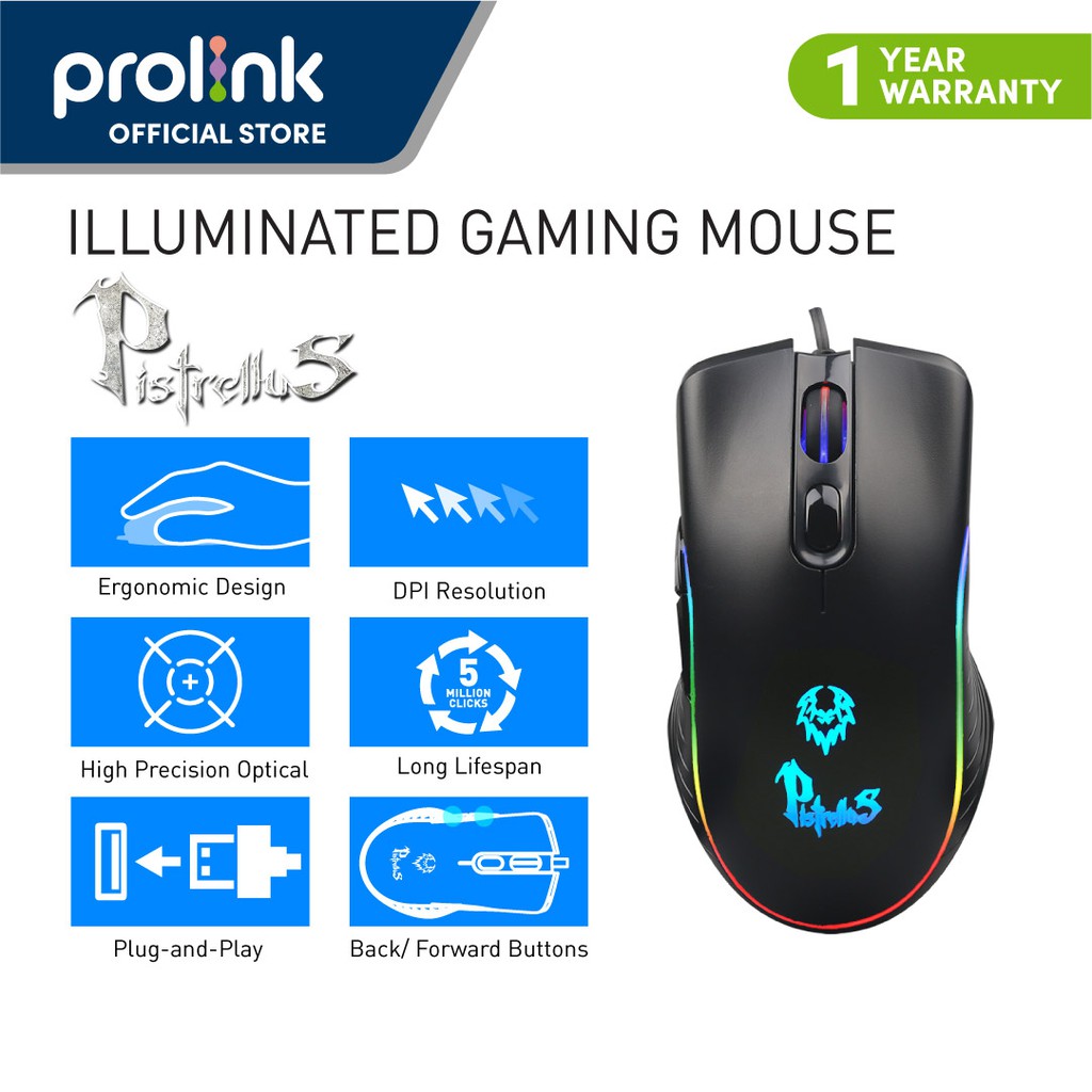 Prolink PMG9007 2400DPI 7-colour illuminated Gaming Mouse (800/1200 ...