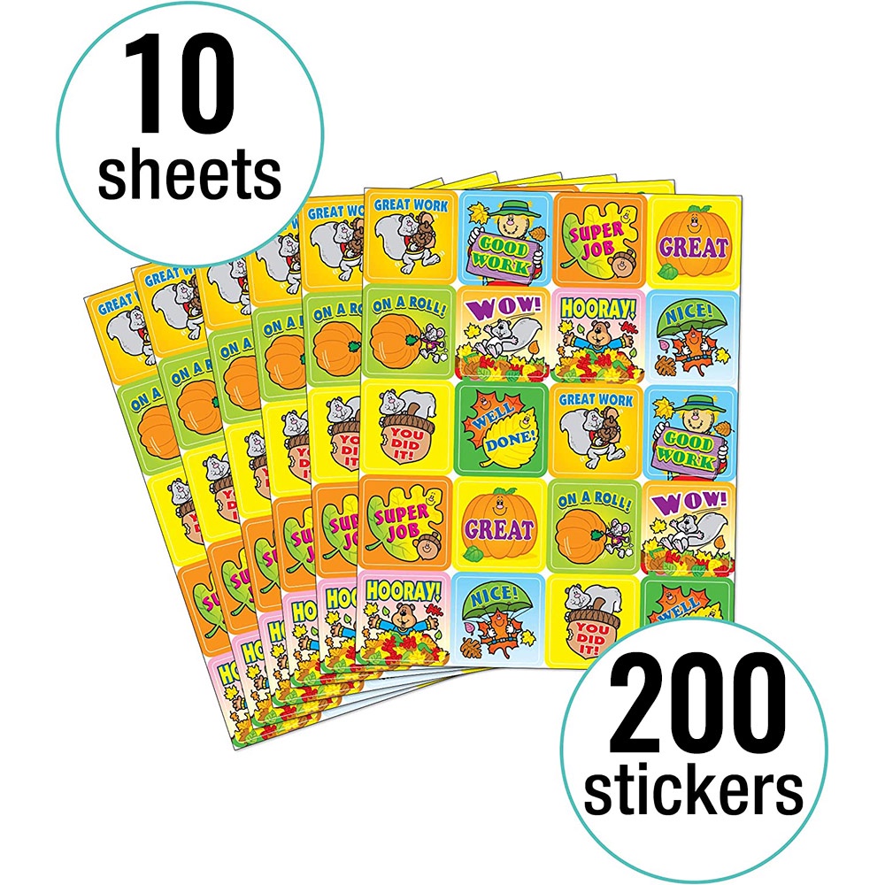 200pcs 1 Inch Square Kids Encouragement Stickers School Teacher Reward ...