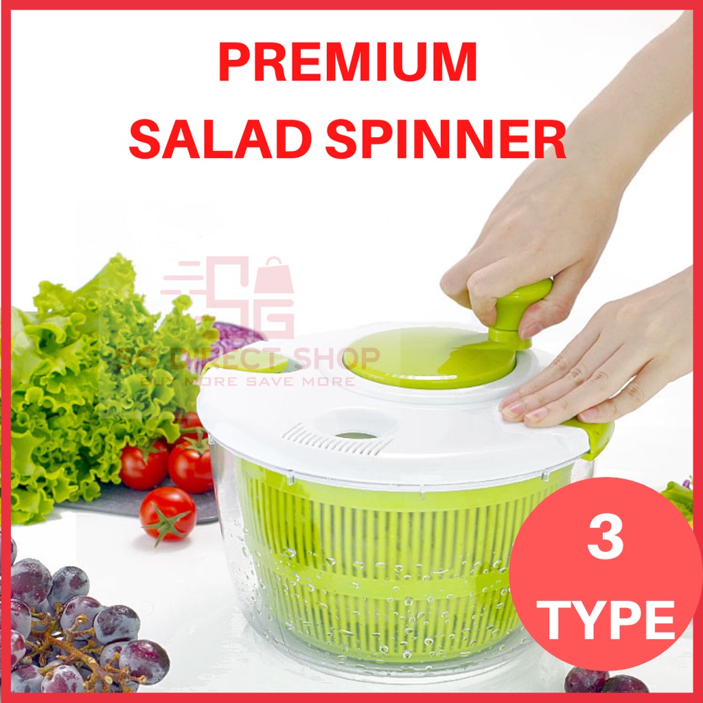 [3 Type] Salad Vegetables Fruits Spinner Dryer 5L 3L Big Spinner ...