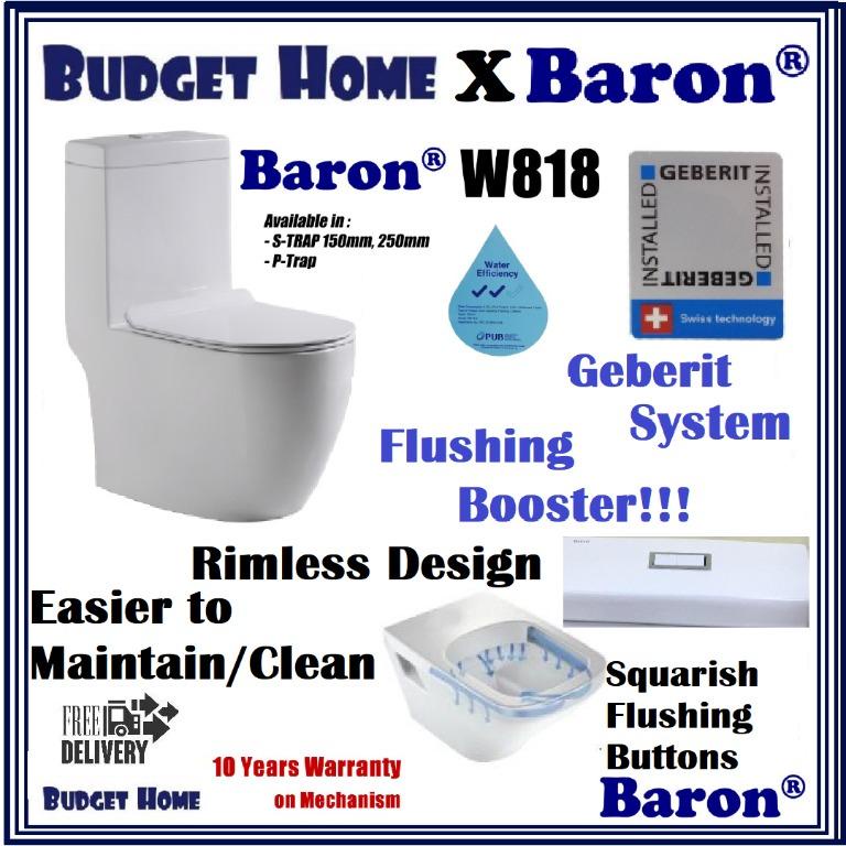 Toilet Bowl // Baron W818 Rimless with Geberit system | Shopee Singapore