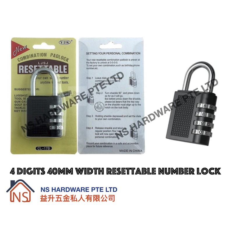 4 DIGITS RESETTABLE NUMBER LOCK / PADLOCK / TOOL BOX LOCK / LOCKER ...