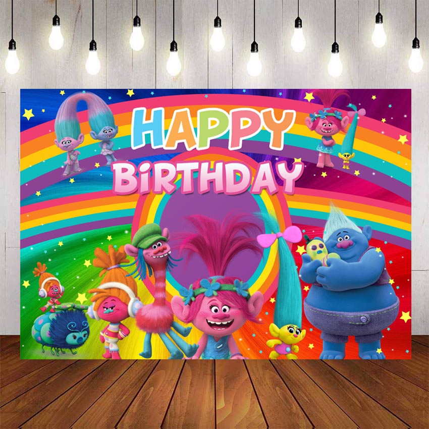 Trolls Princess Backdrops Cartoon For Children Birthday Party ...