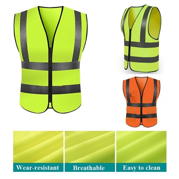 New M-XL High Visibility Safety Vest with Zipper Reflective Jacket ...