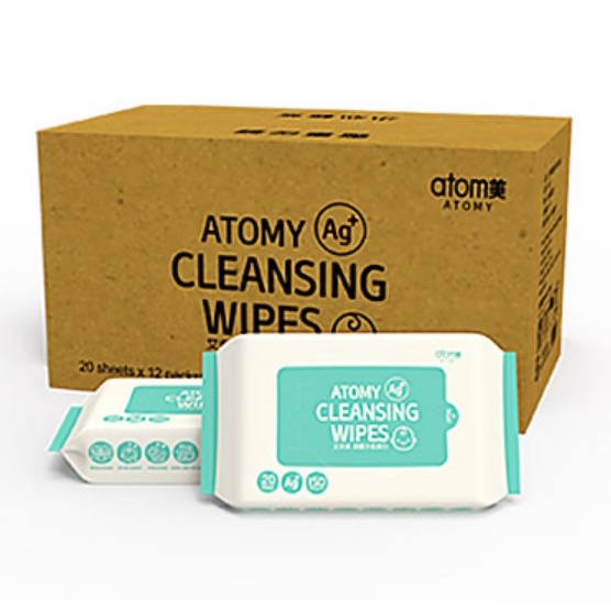 Atomy Ag+ Cleansing Wipes 20 Sheets Per Pack (Bundled Pack of 4 Packs x ...
