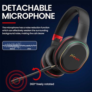 Picun P80S/X Wireless bluetooth gaming vibration Headphone LED Stereo ...