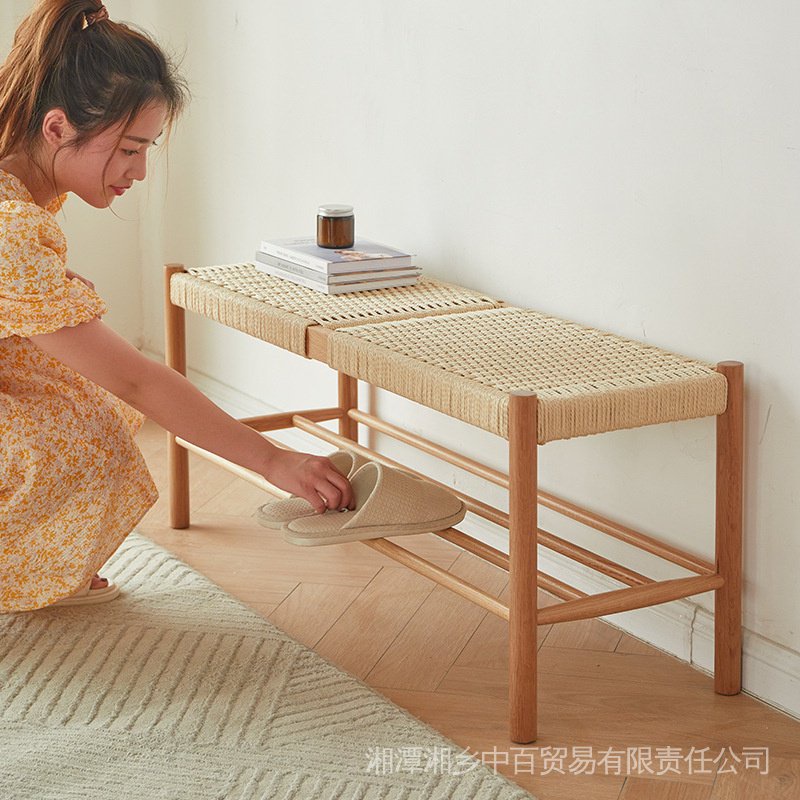 Nordic Simple Solid Wood Bench Chair Bedstay Oak Restaurant Strip Stool ...