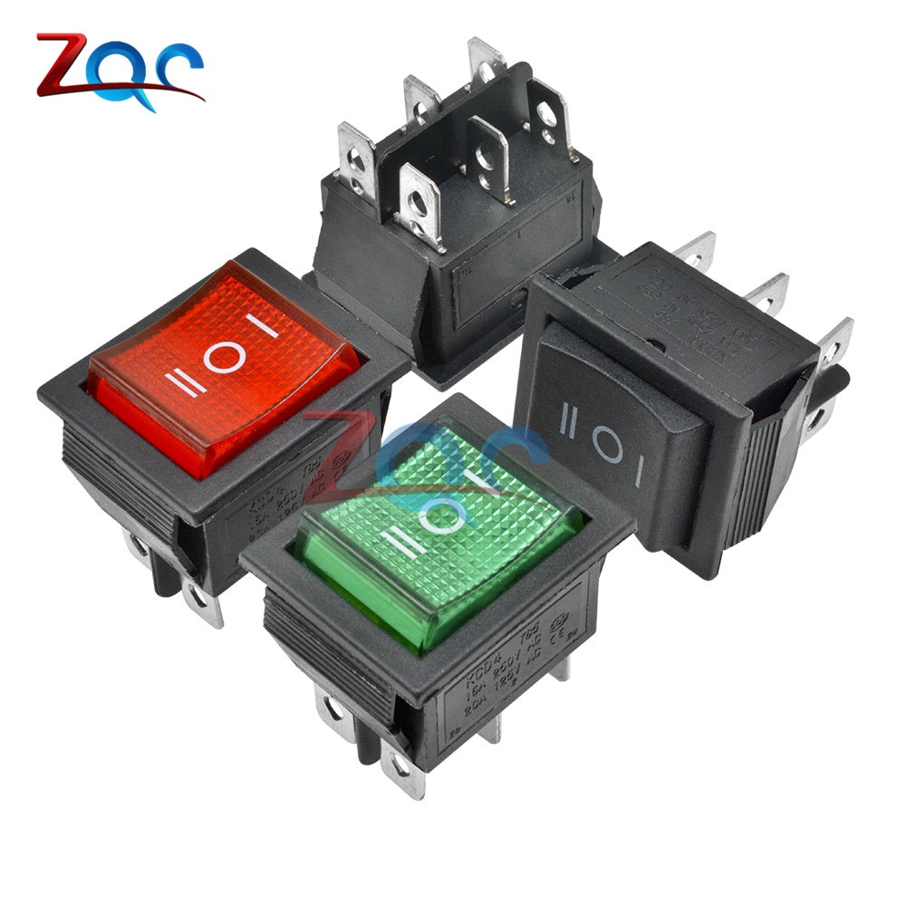 KCD4 Rocker Switch Button ON-OFF-ON 3 Position 6 Pins Electrical ...