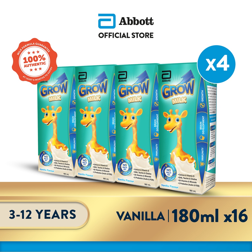 [Bundle of 4] GROW Growing Up Milk for Kids - Ready-To-Drink Vanilla (3 ...