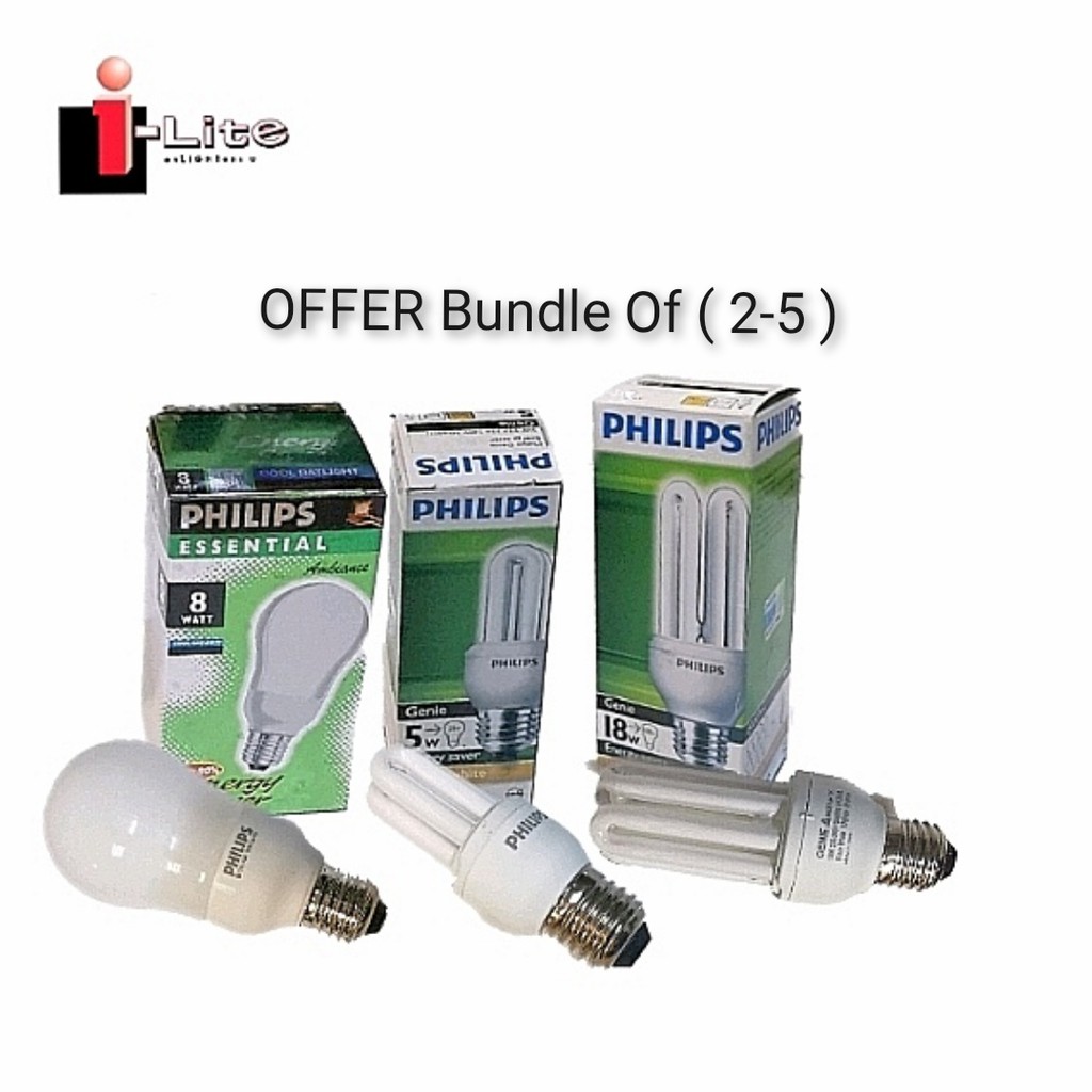 E27 ENERGY SAVER BULB PHILIP 5W /8W/18W OFFER BUNDLE OF ( 2 - 5 ) | Shopee Singapore