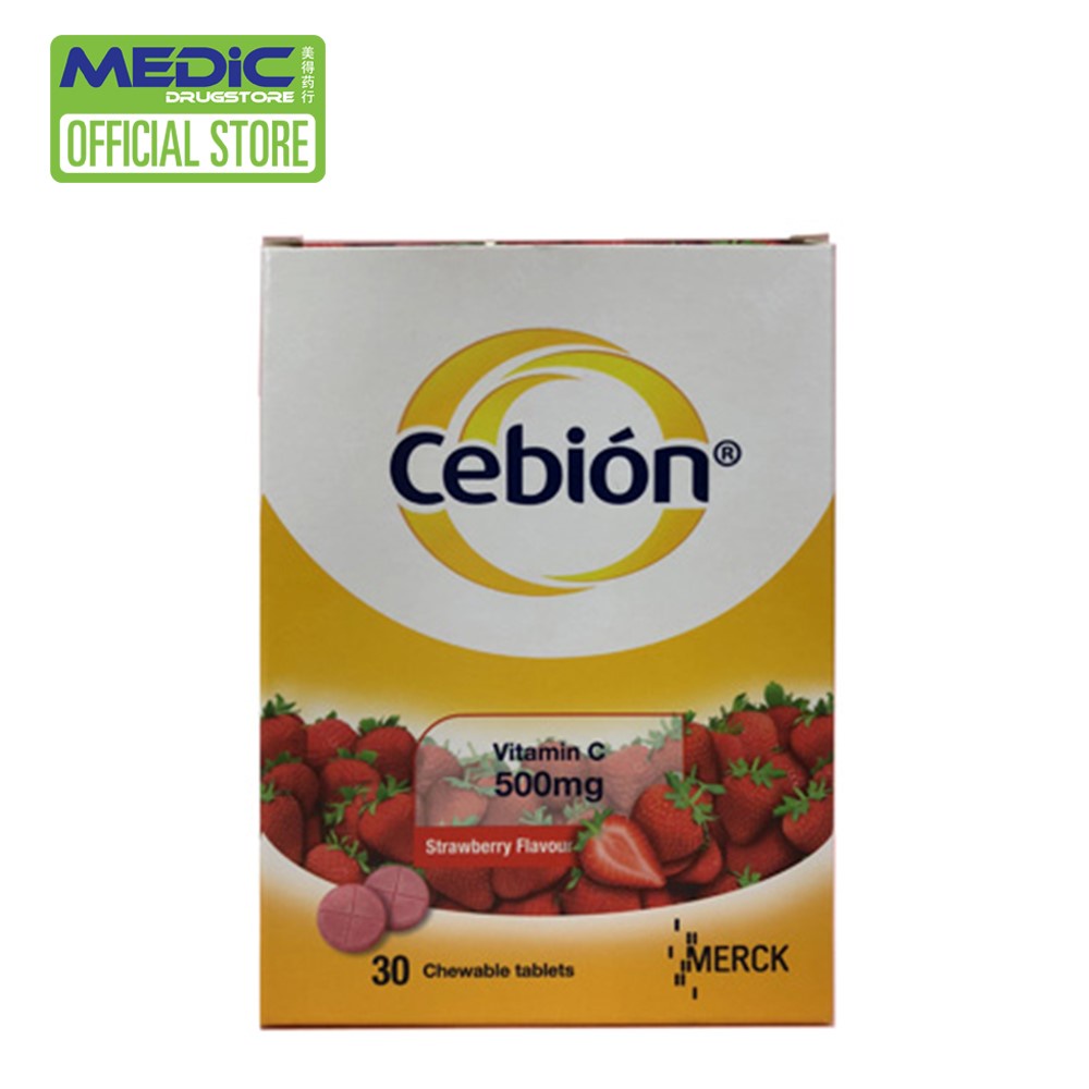 [Bundle of 3] Cebion Vitamin C 500mg Chewable Strawberry Tabs 30s - By ...