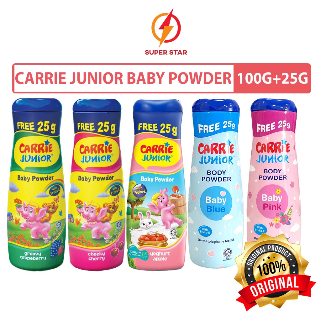 carrie junior baby powder 125g (cheeky cherry/groovy grapeberry/yoghurt ...