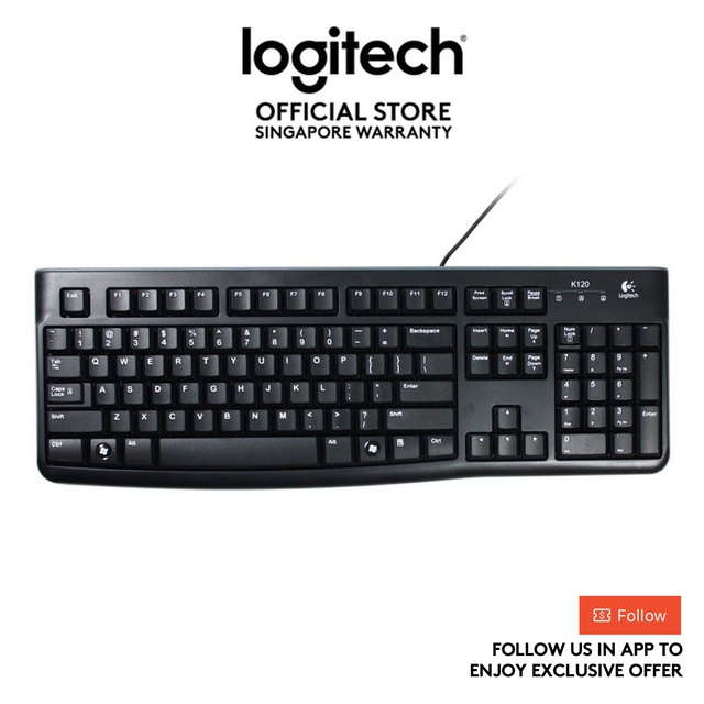 Logitech K120 Wired Keyboard for Windows, USB Plug-and-Play, Full-Size ...