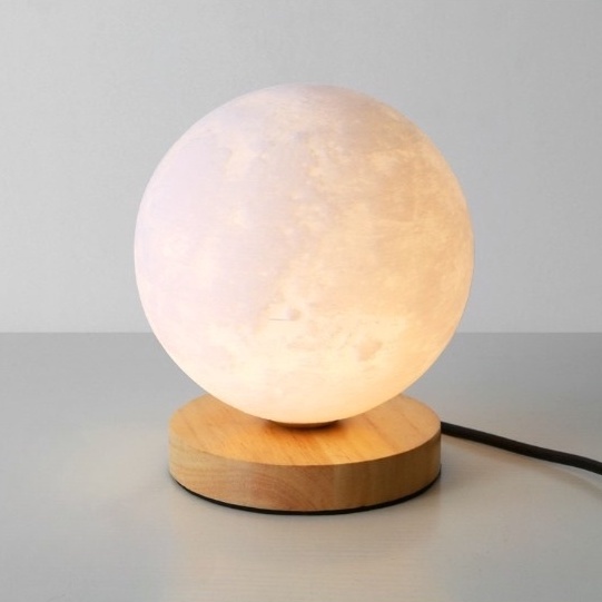 PLH Tabletop Multi Colour Wooden Base Moon Light Table Lamp | Shopee ...