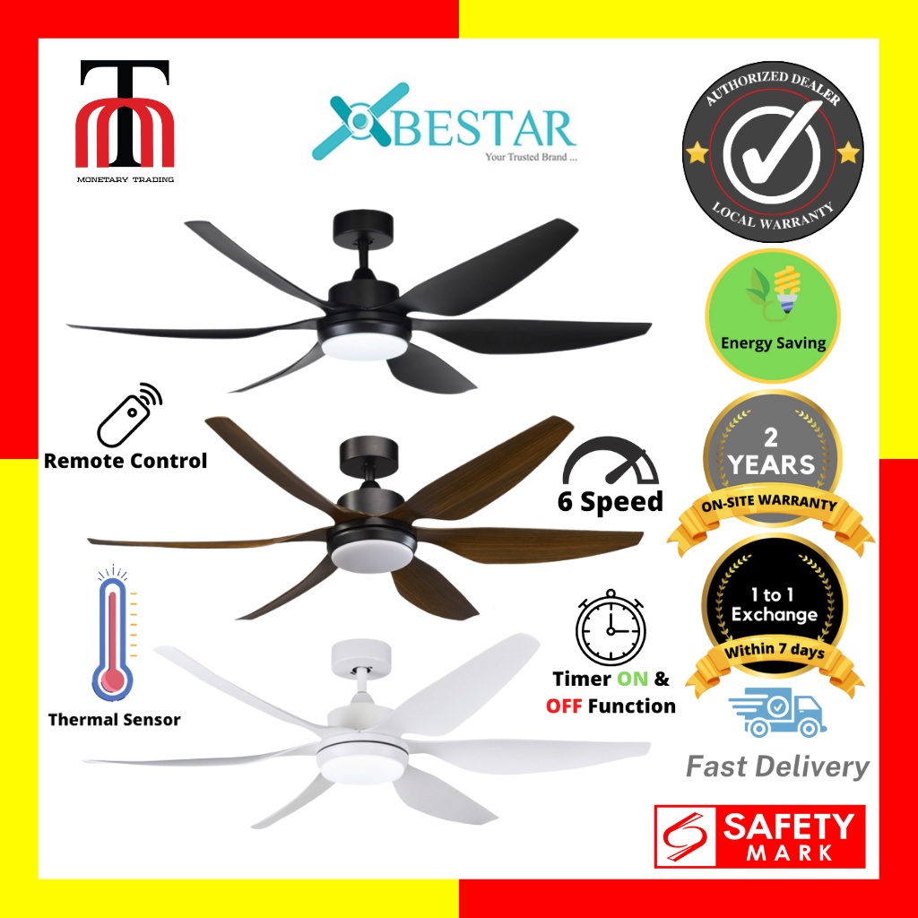 Bestar Hali 56 Inch DC Ceiling Fan with 24W 3 Tone LED Light Kit and ...