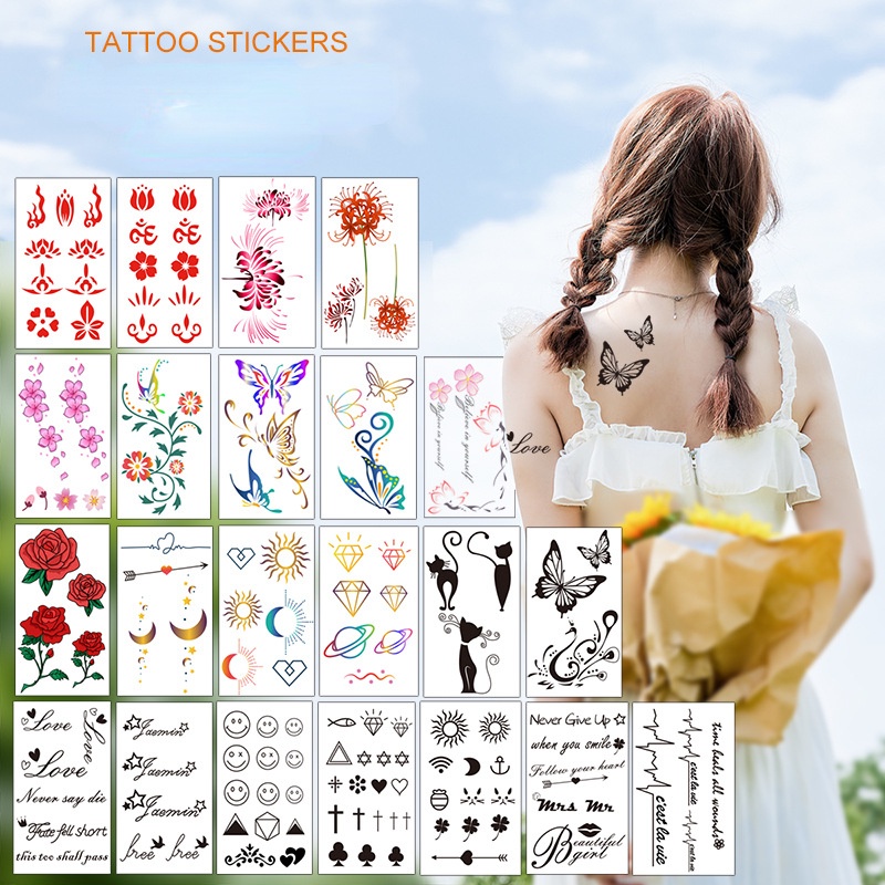 10 Sheets/set Ins Cartoon Temporary Tattoo Sticker Colored Drawing ...