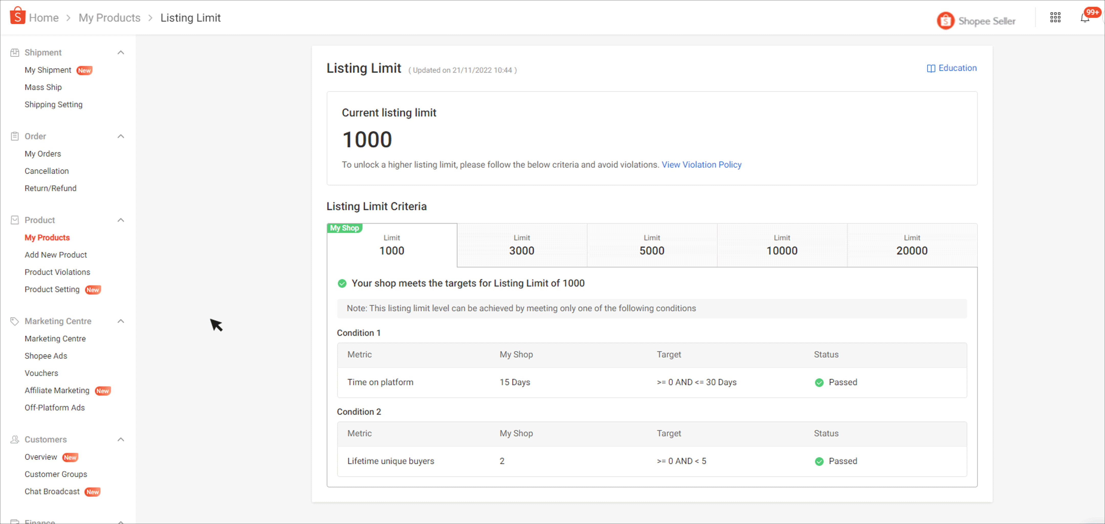 Checking listing limit | MY Seller Education [Shopee]