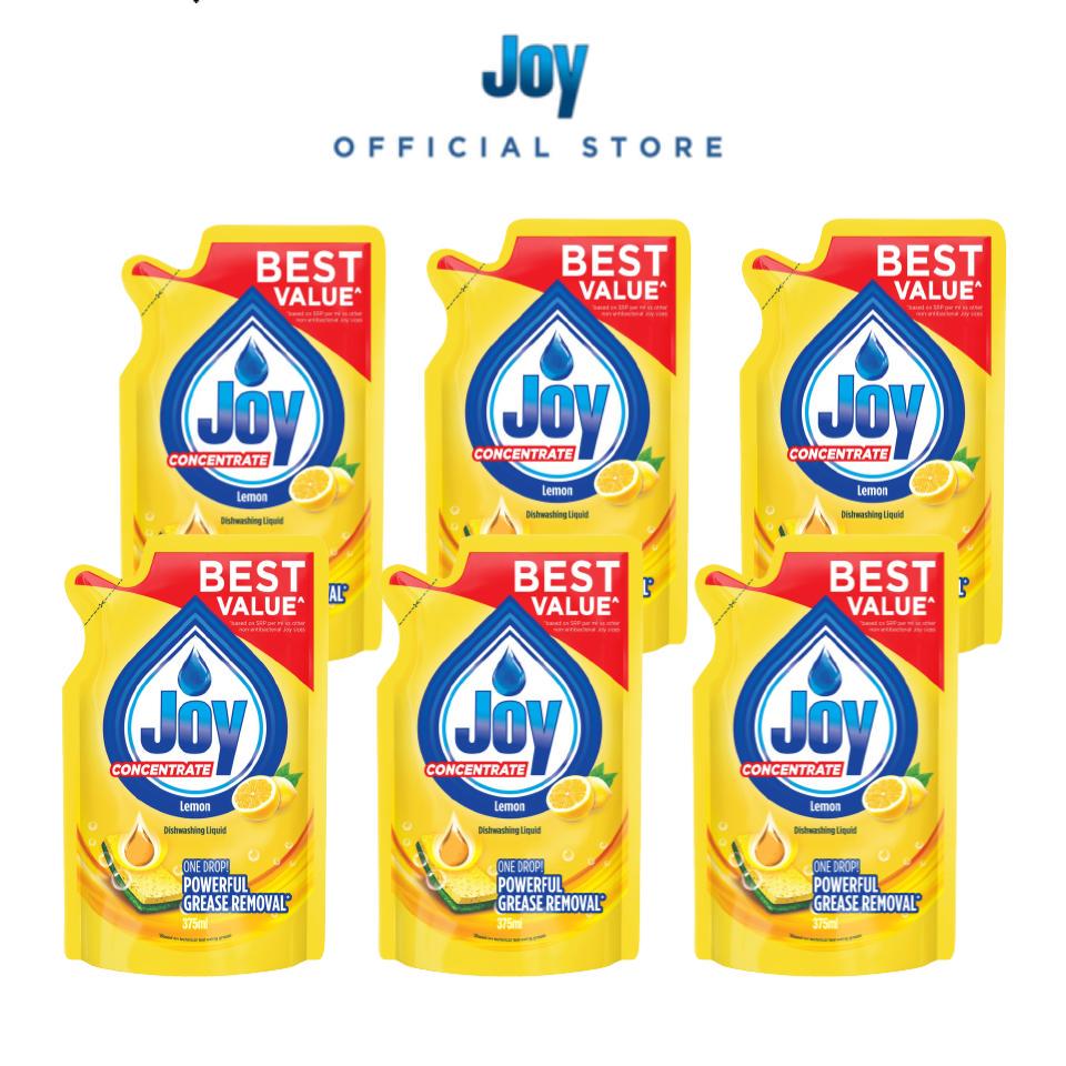 [Bundle of 6] Joy Concentrate Dishwashing Liquid Refill 375 ml: Lemon ...