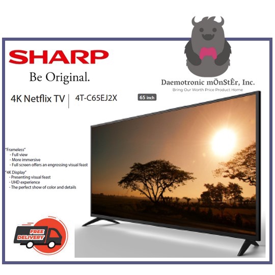 Sharp 65" Frameless Smart TV 4T-C65EJ2X - FREE Digital Antenna | Shopee ...