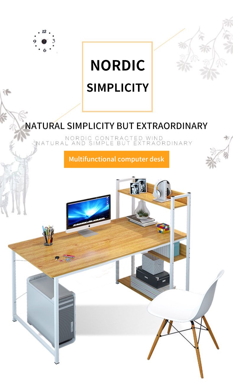 SG Ready Stock H Design Computer Study Table With Bookshelves | Shopee ...