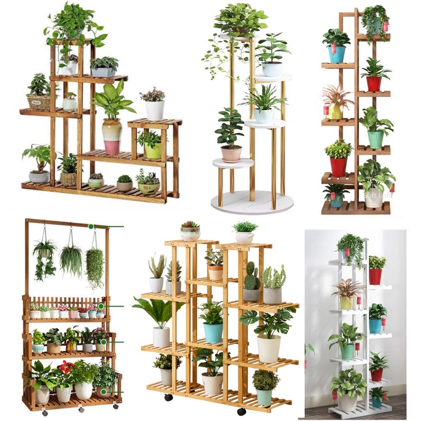 Plant Rack Plant Stand Wooden Plant Self Flower Rack For Indoor Outdoor ...
