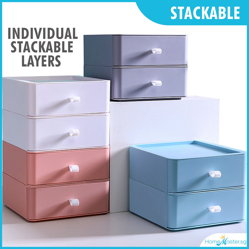 [SG Ready Stock] Desktop Stackable Drawer Organiser | Shopee Singapore