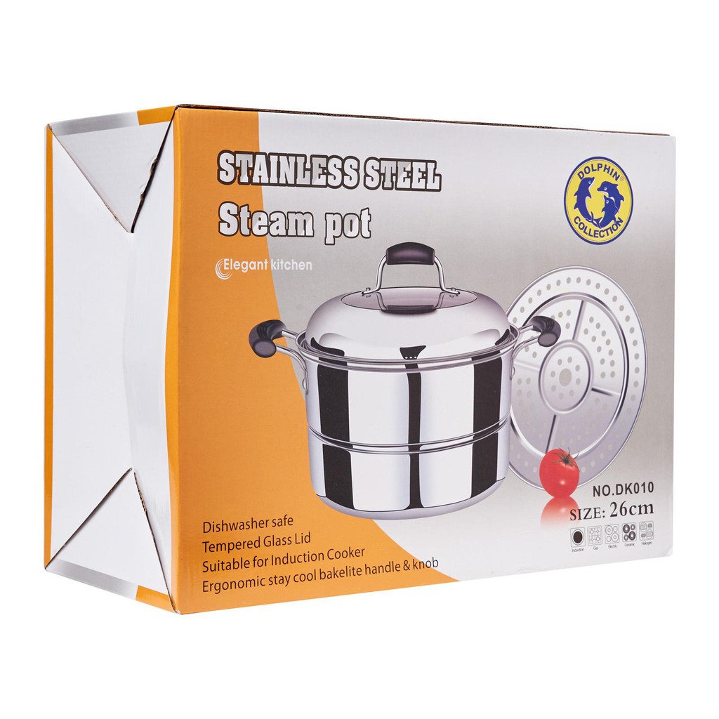 DOLPHIN Collection Stainless Steel Steamer Pot 26 cm | Shopee Singapore