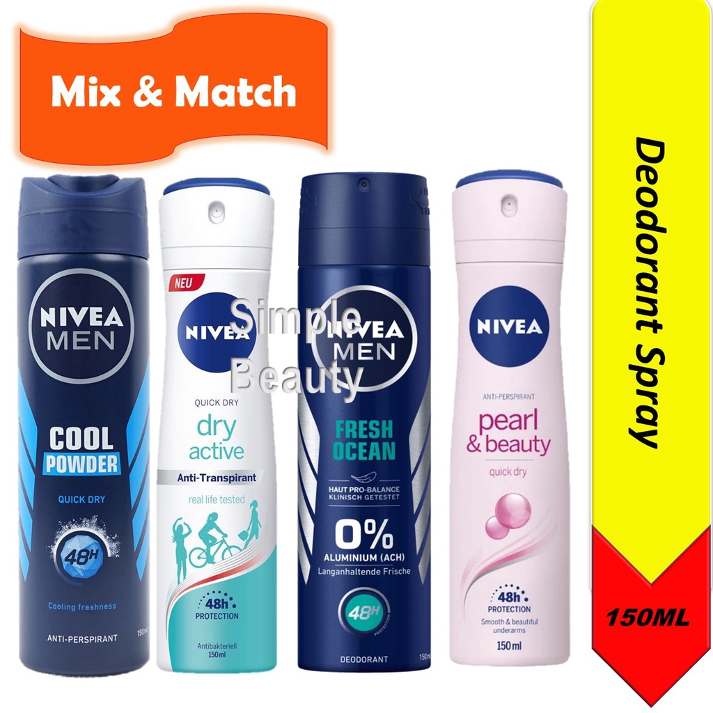 Nivea Deodorant Spray 150ml,[Min] | Shopee Singapore