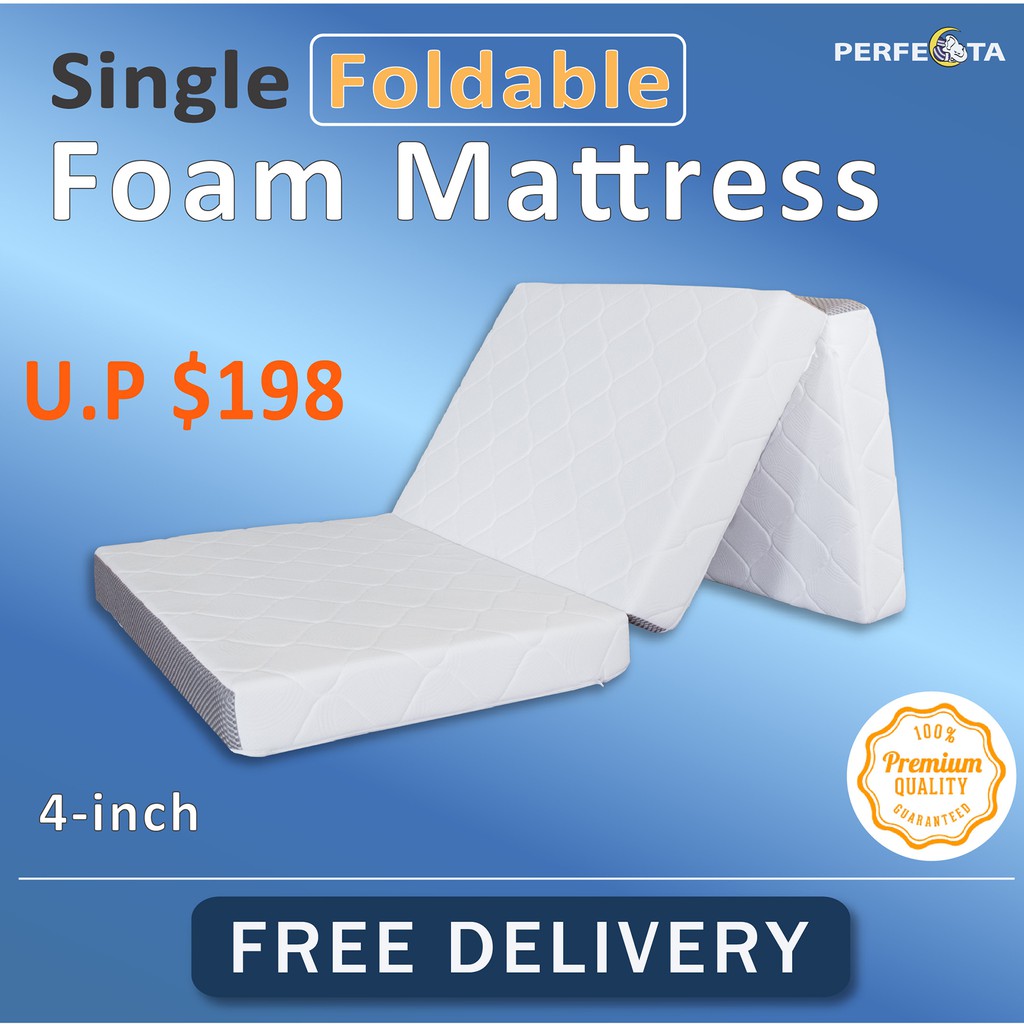 Single size Perfecta Foldable Foam Mattress Premium Knitted Cover ...