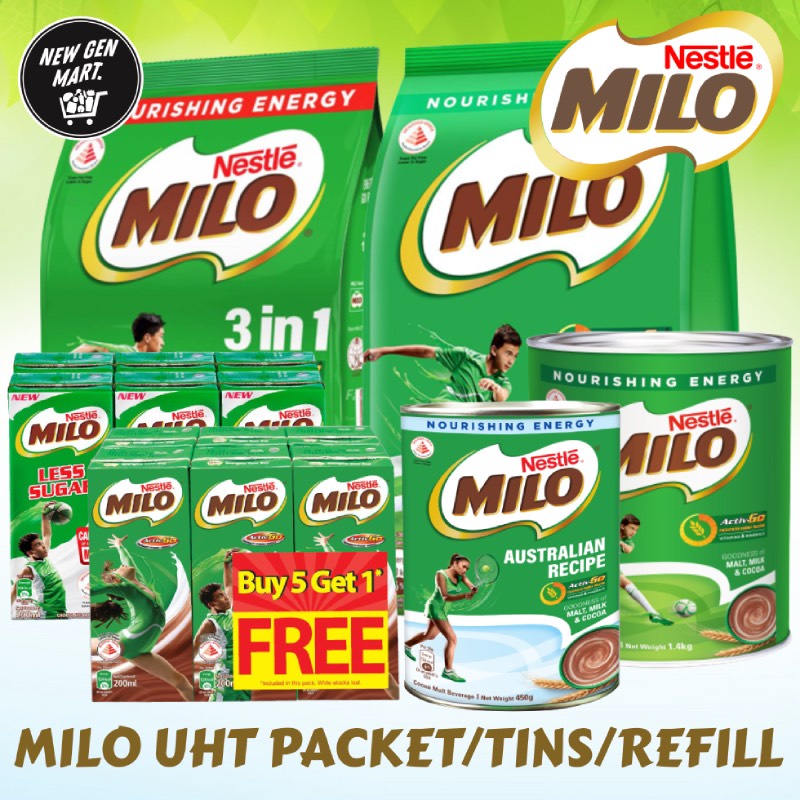 [Nestle] SG MILO Tin 1.4kg / Refill 900g / 200ml x 24 Packs ...